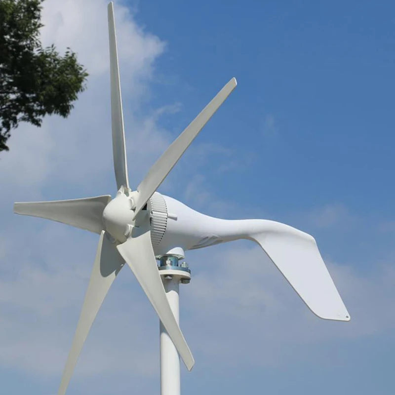 3-6KW Horizontal Wind Turbine Generator 12-48V 3/5 Blades With MPPT Hy ...
